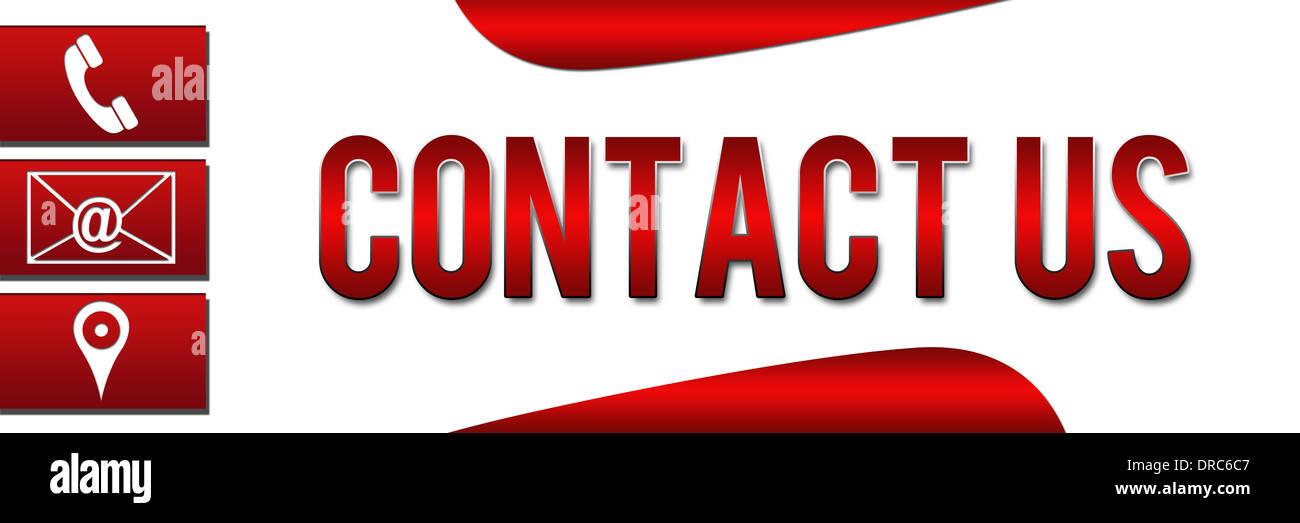 Contact Us Banner Red Stock Photo - Alamy