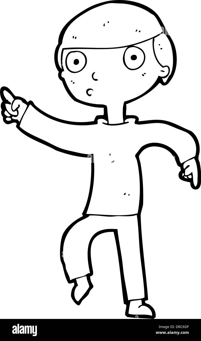 Cartoon boy pointing Black and White Stock Photos & Images - Alamy