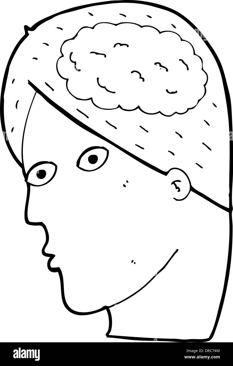 cartoon head with brain symbol Stock Vector Image & Art - Alamy