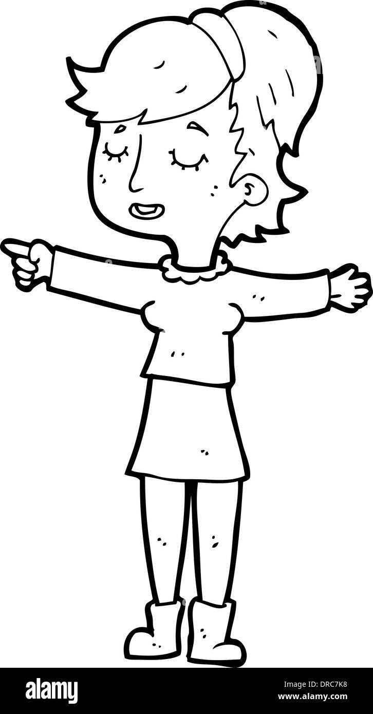cartoon happy woman pointing Stock Vector Image & Art - Alamy
