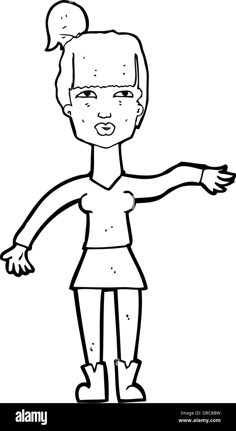 Cartoon woman making hand gesture Black and White Stock Photos & Images ...
