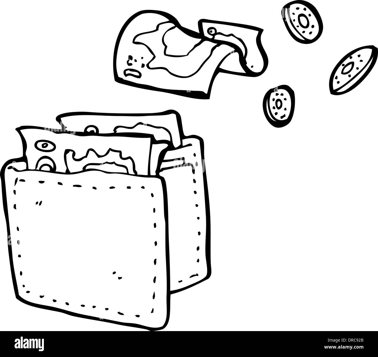 cartoon wallet spilling money Stock Vector Image & Art - Alamy