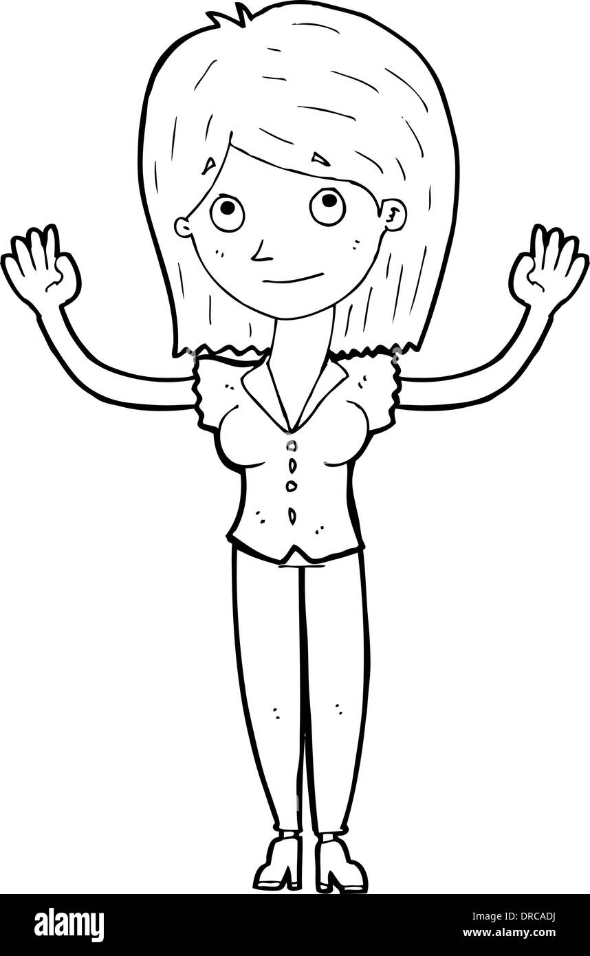 cartoon woman holding up hands Stock Vector Image & Art - Alamy