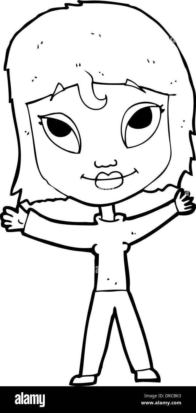 cartoon happy woman waving arms Stock Vector Image & Art - Alamy