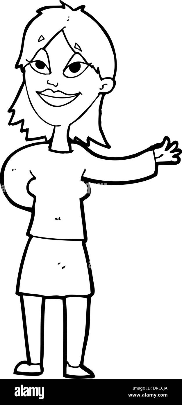 cartoon woman gesture to show something Stock Vector Image & Art - Alamy