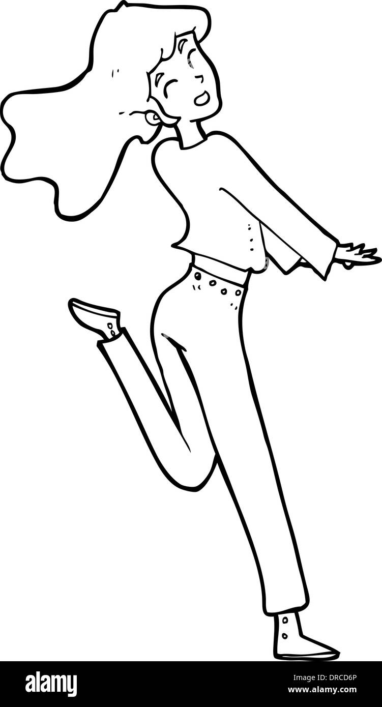 cartoon happy girl kicking out leg Stock Vector Image & Art - Alamy