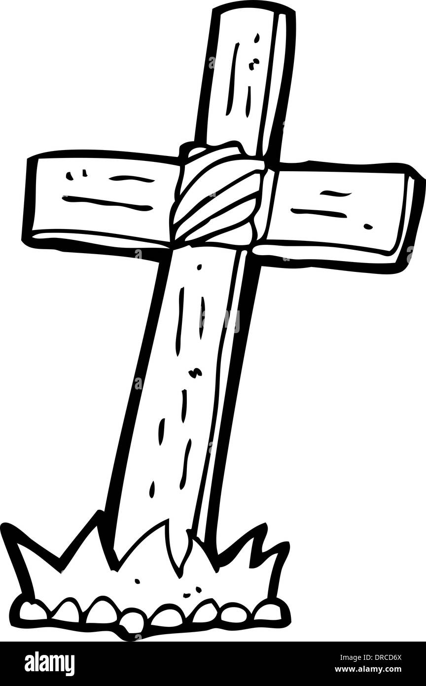 cartoon wooden cross grave Stock Vector Image & Art - Alamy