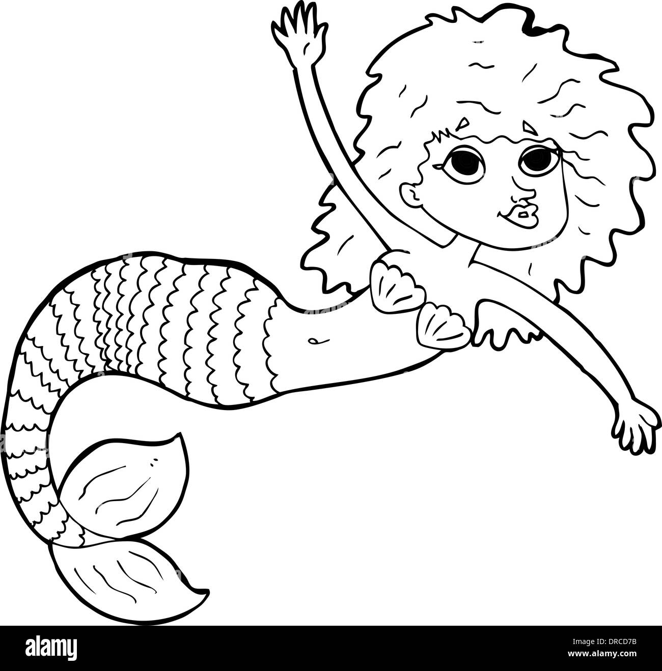 cartoon pretty mermaid waving Stock Vector Image & Art - Alamy
