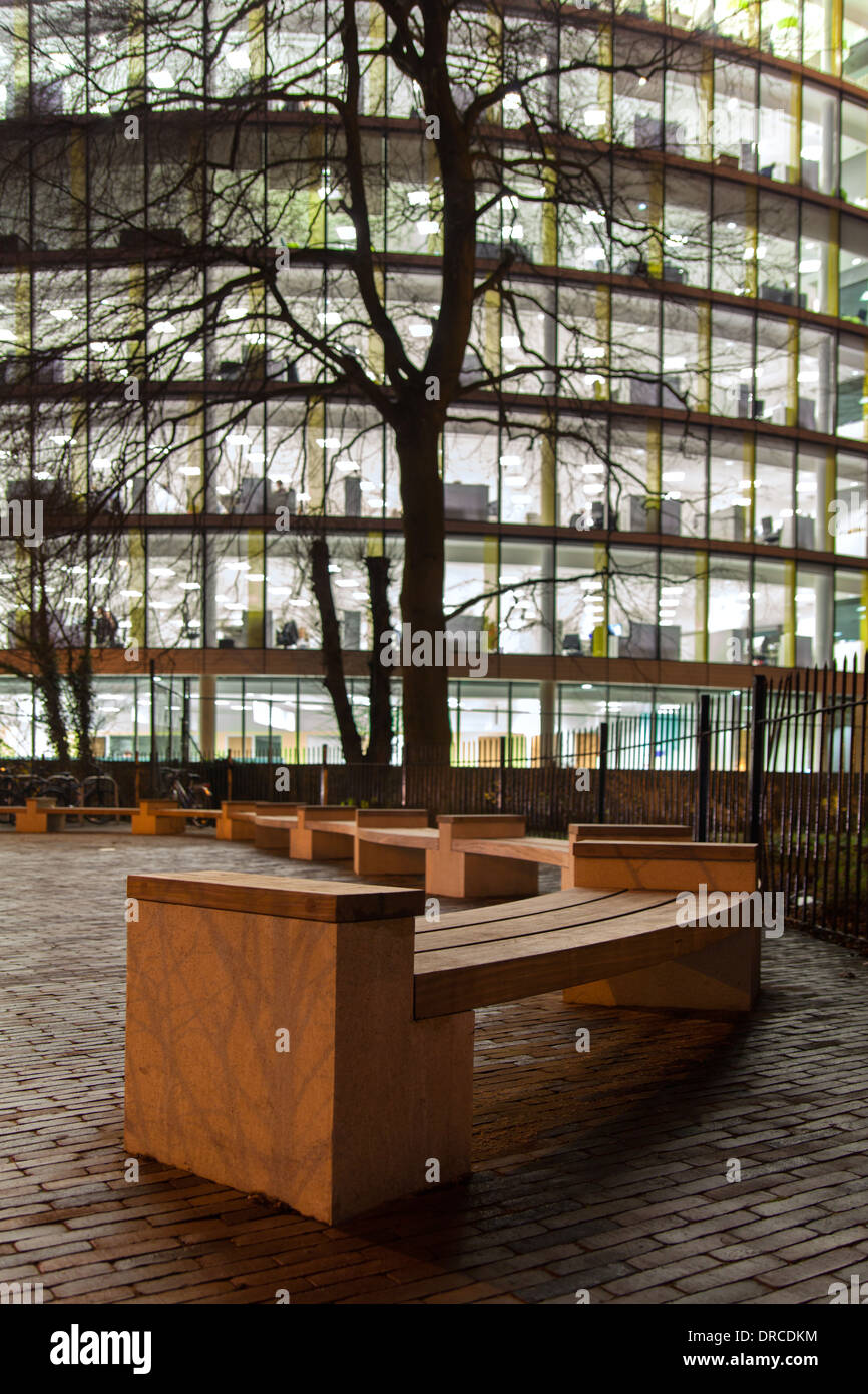Curved bench Botanic House Hills Road Cambridge, England, UK Stock ...