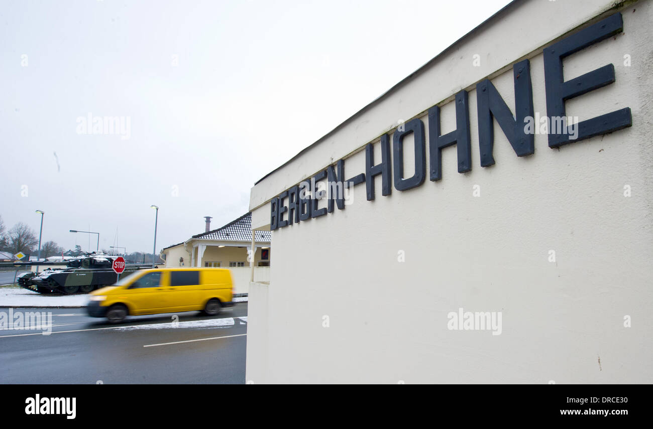 Bergen-Hohne, Germany. 23rd Jan, 2014. The entrance to the British ...