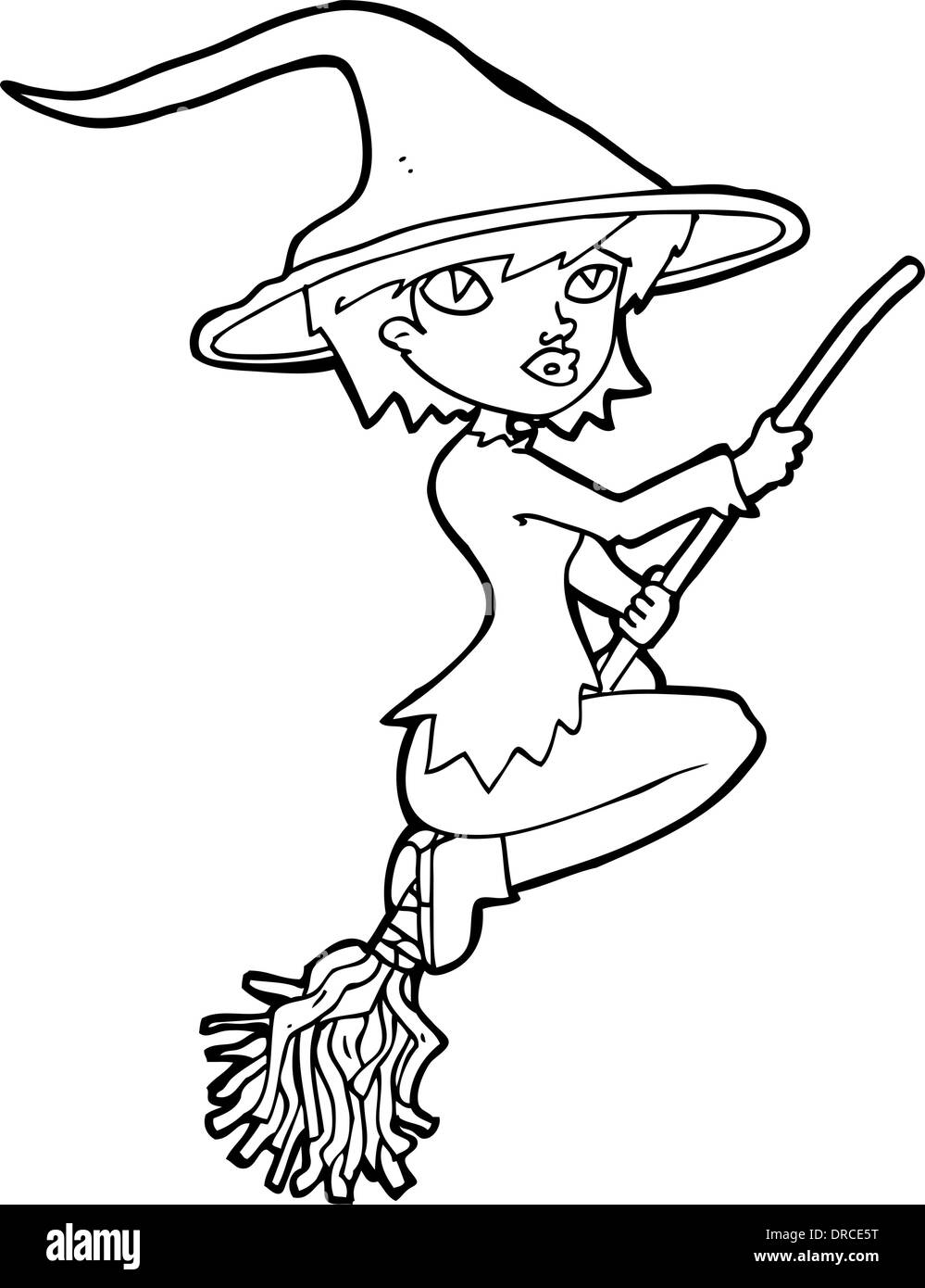 cartoon witch riding broomstick Stock Vector Image & Art - Alamy