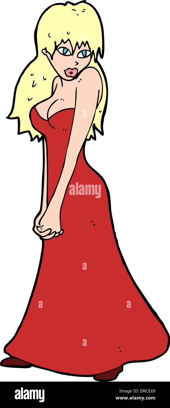 cartoon pretty woman in dress Stock Vector Image & Art - Alamy