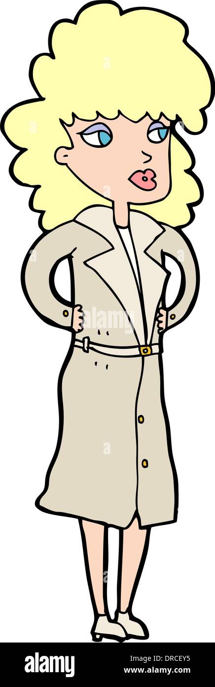cartoon woman in trench coat Stock Vector Image & Art - Alamy