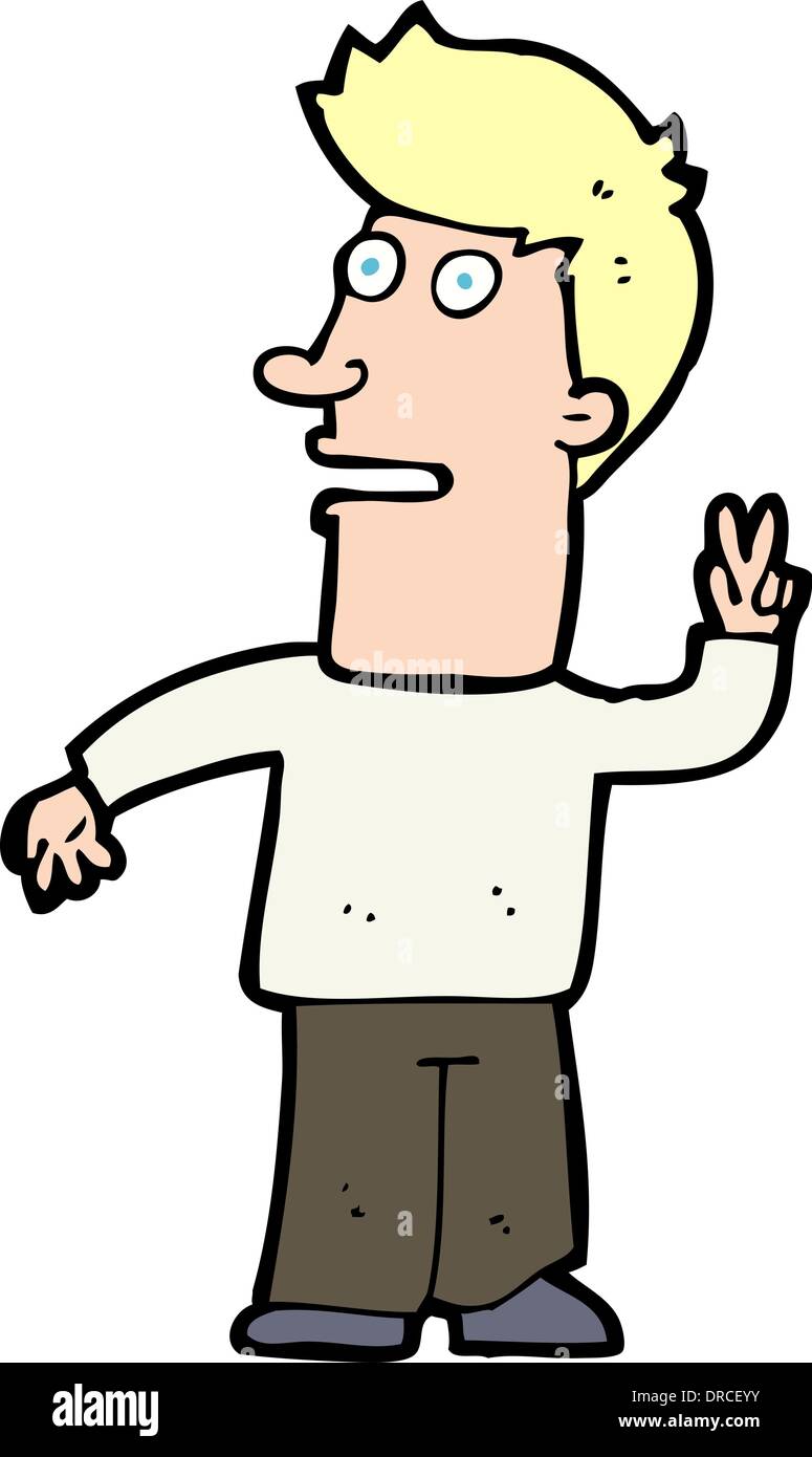 cartoon man making peace sign Stock Vector Image & Art - Alamy