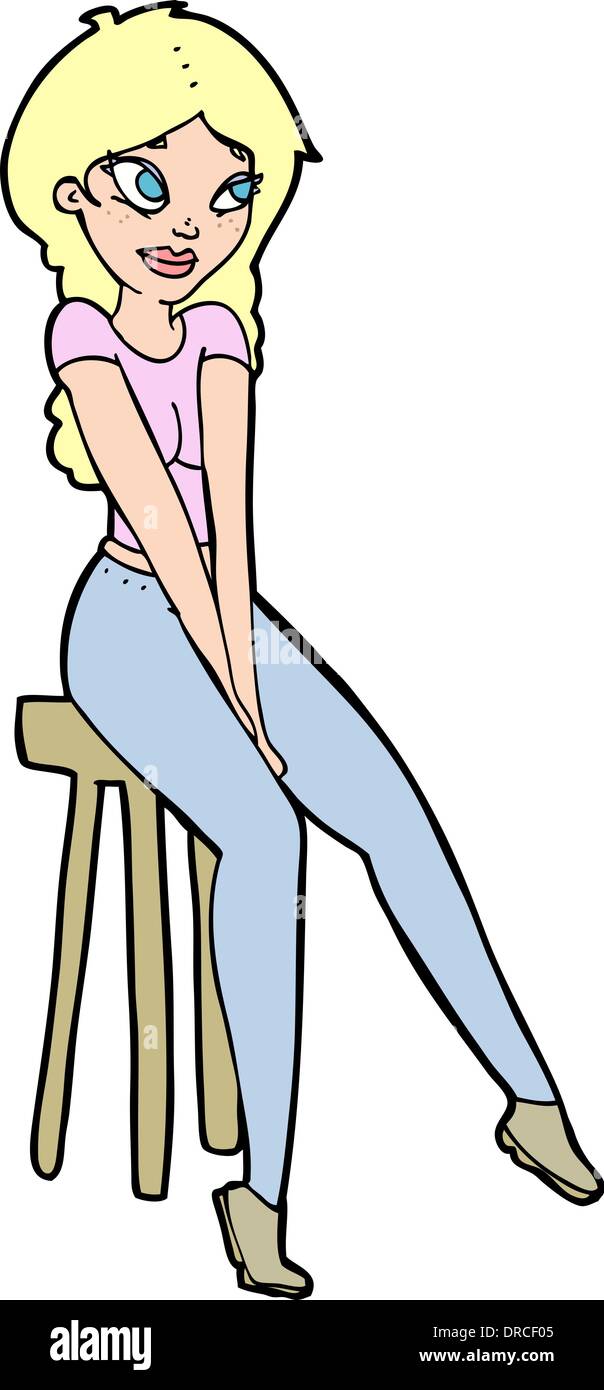 Girl sitting on stool Stock Vector Images - Alamy
