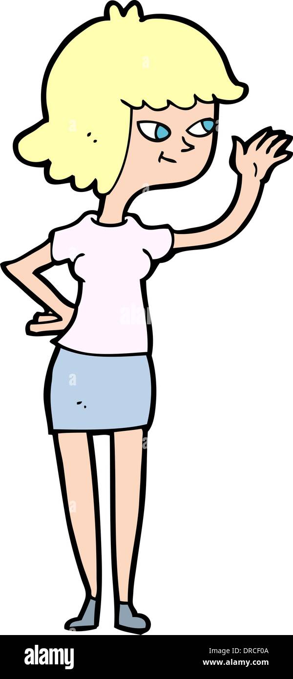 cartoon friendly girl waving Stock Vector Image & Art - Alamy