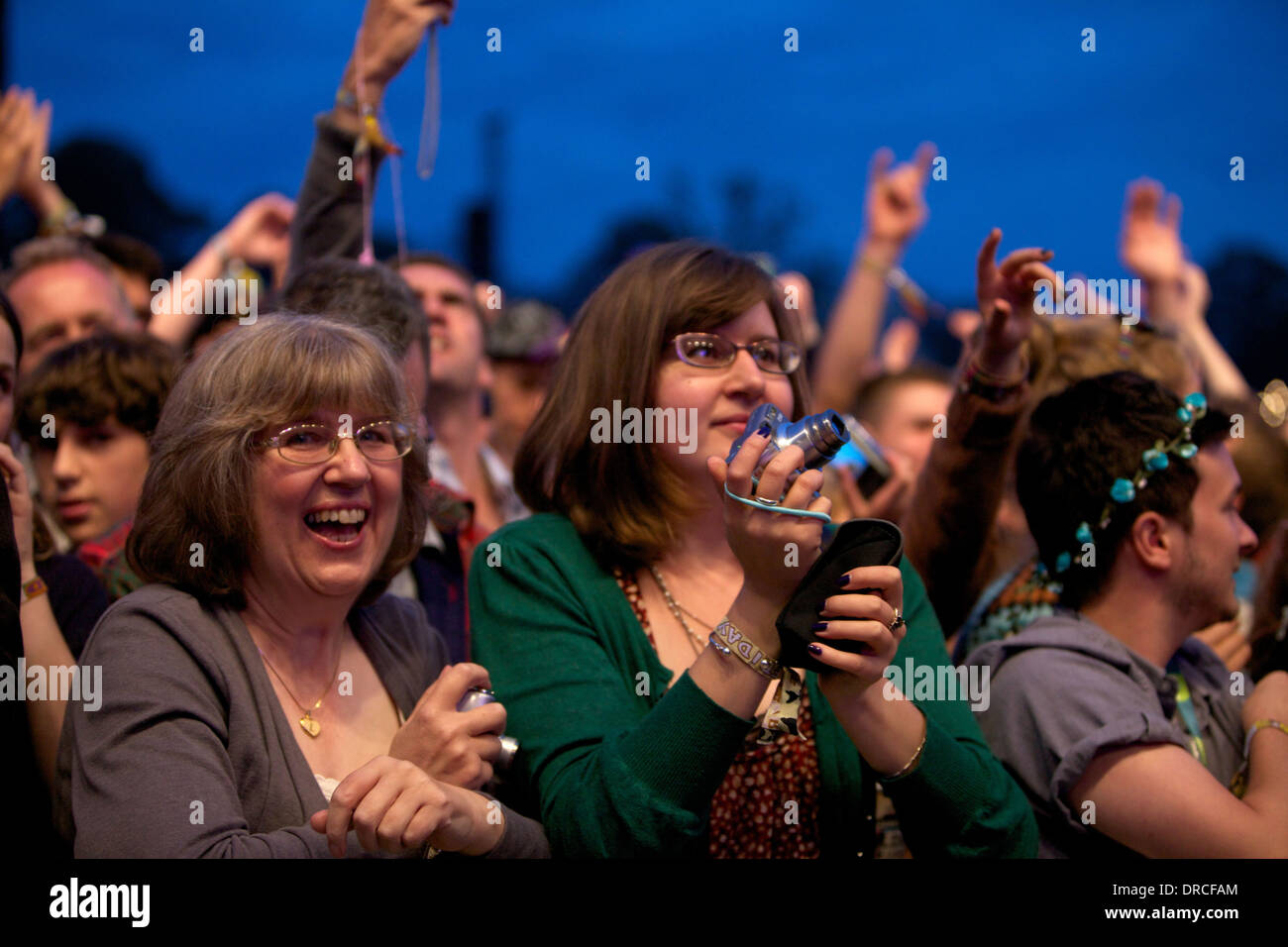 Festival crowd watching live stage performance at the Big Chill ...