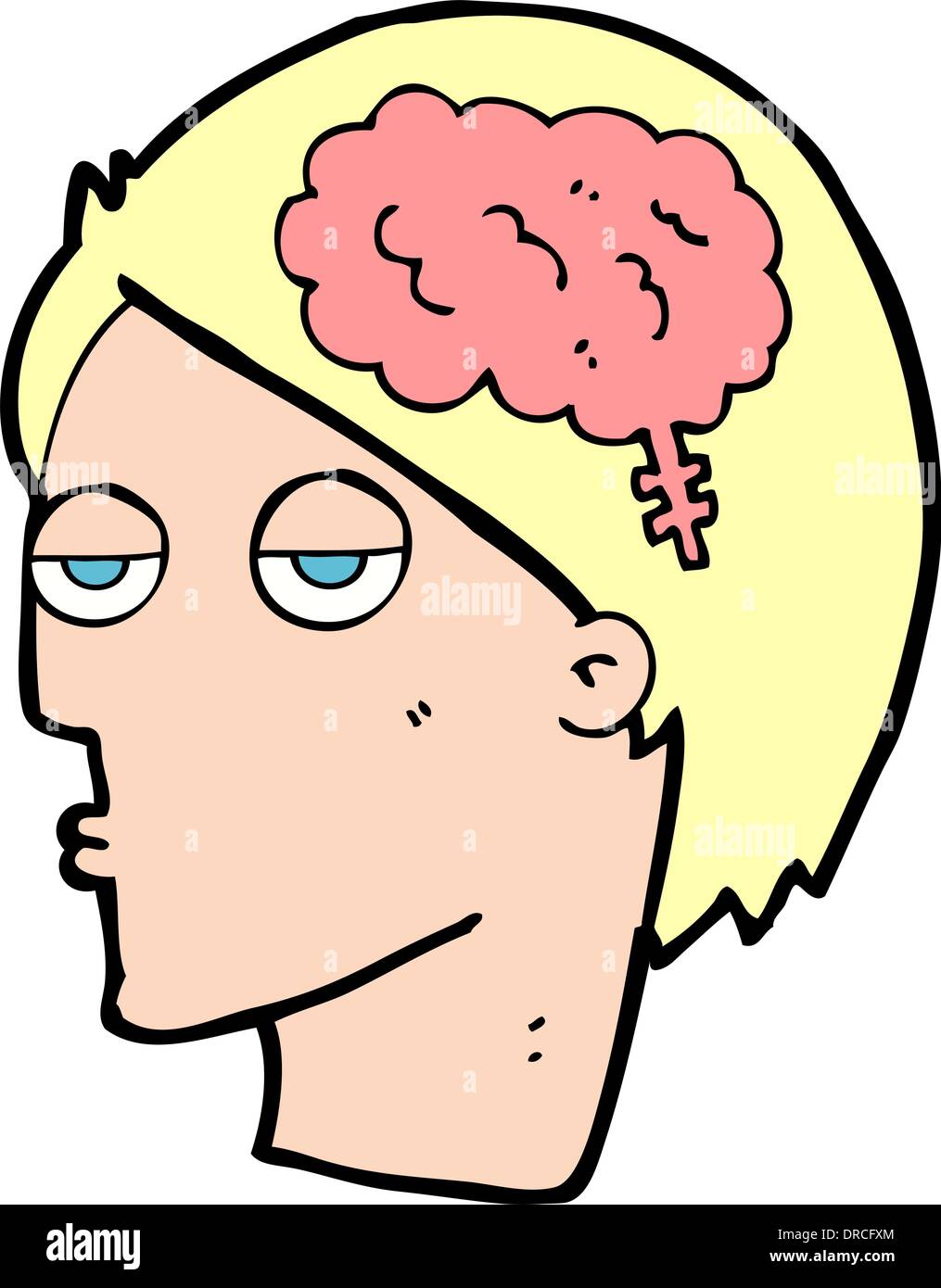 cartoon head with brain symbol Stock Vector Image & Art - Alamy