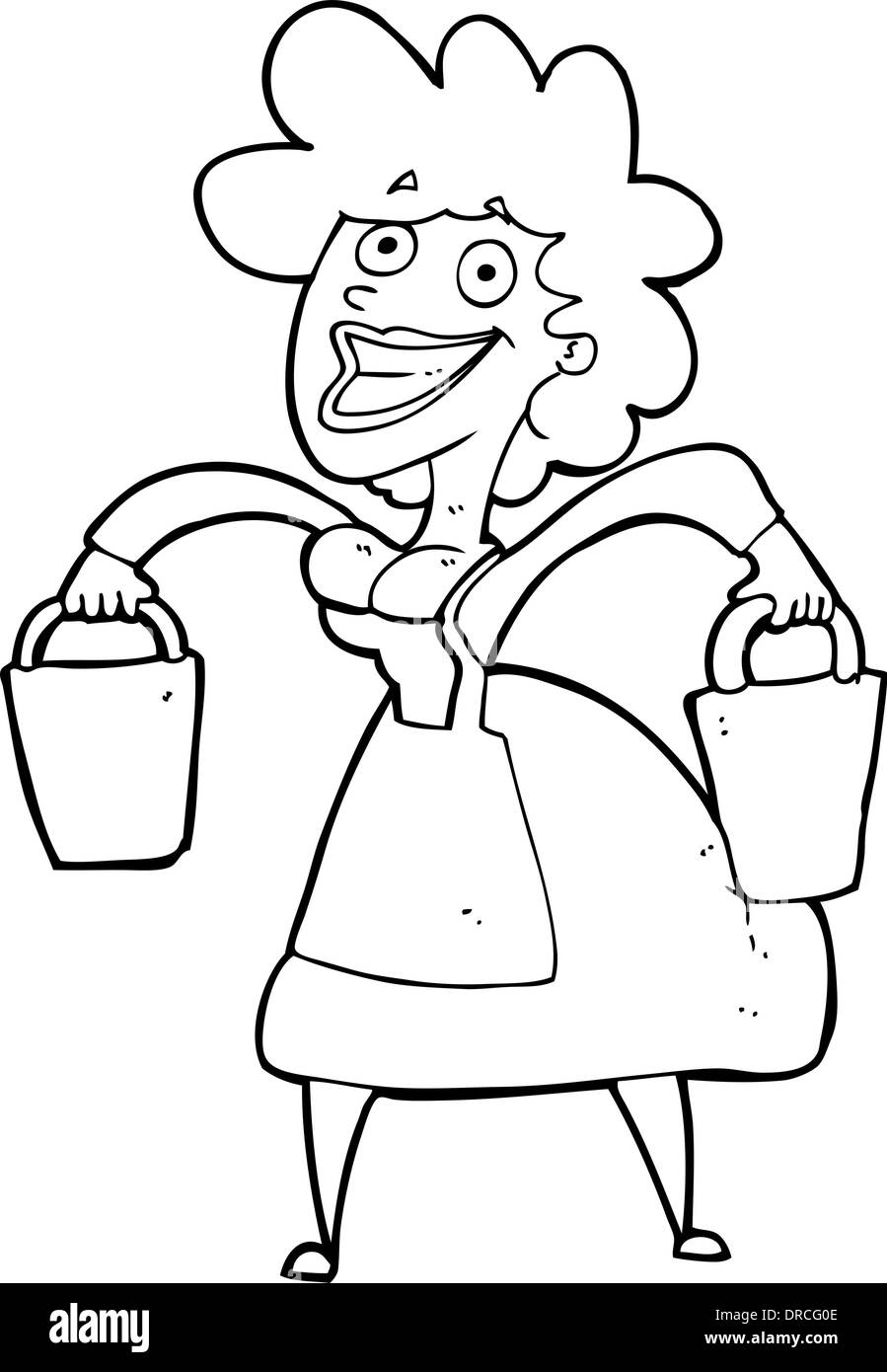 cartoon milkmaid carrying buckets Stock Vector Image & Art - Alamy