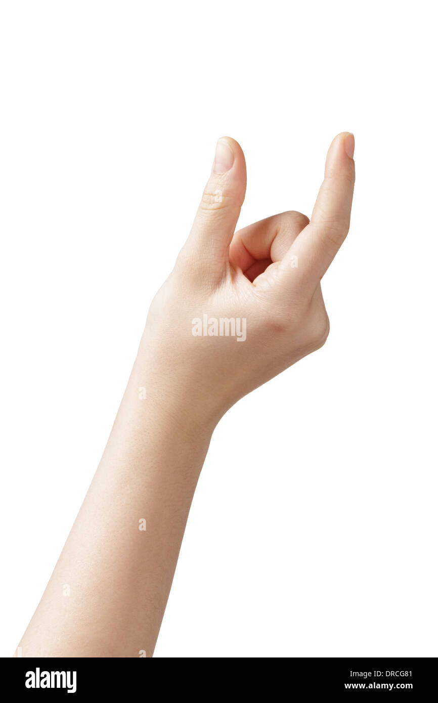 female teen hand measure something, isolated on white Stock Photo - Alamy
