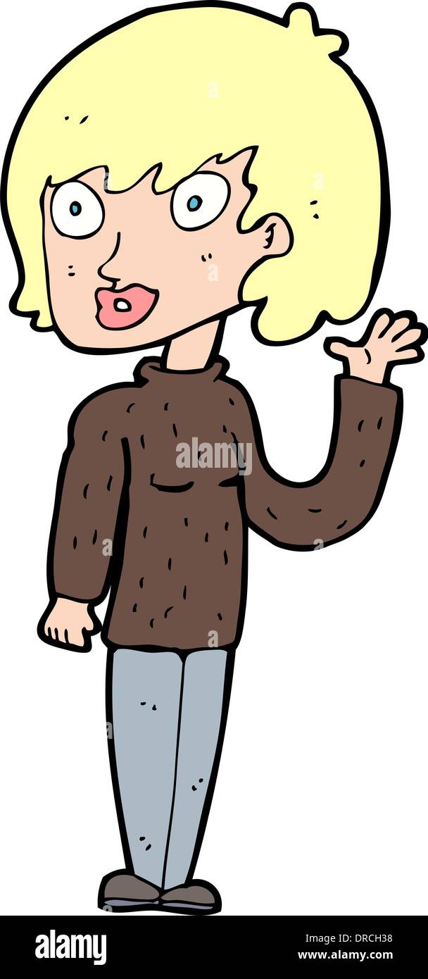 cartoon waving woman Stock Vector Image & Art - Alamy