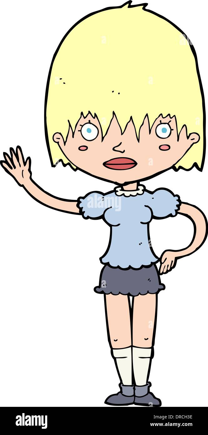 cartoon waving woman Stock Vector Image & Art - Alamy