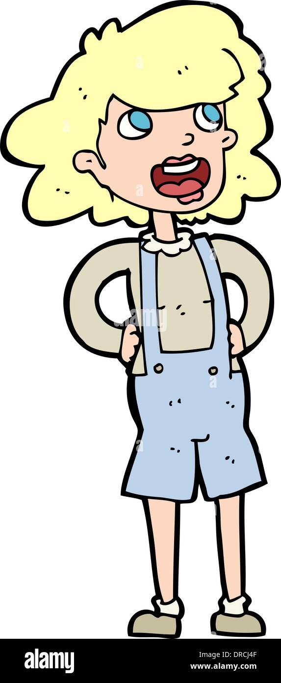 cartoon woman in dungarees Stock Vector Image & Art - Alamy
