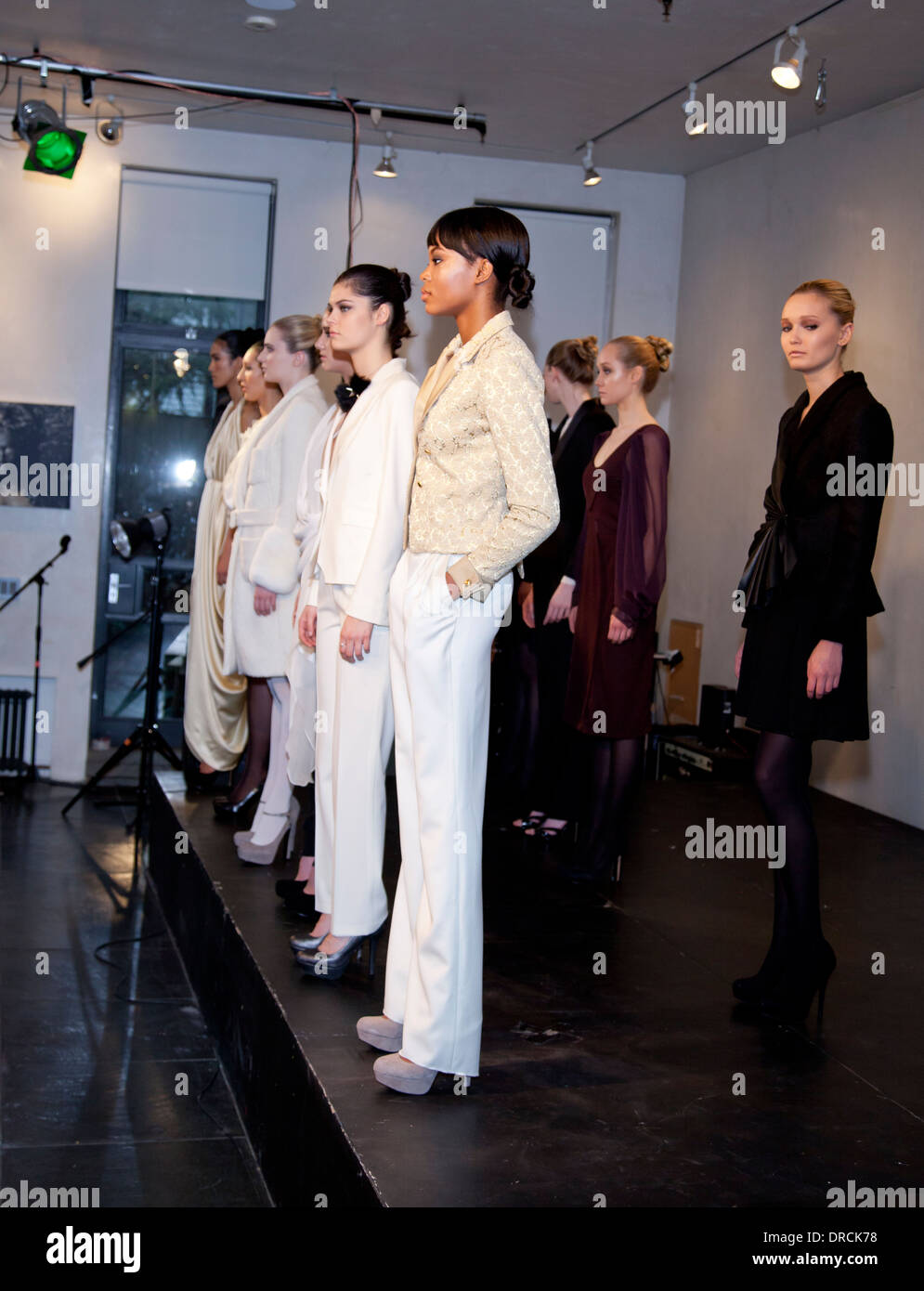 NEW YORK, USA - FEBRUARY 16, 2012: Models pose for Zuzu Kim ...