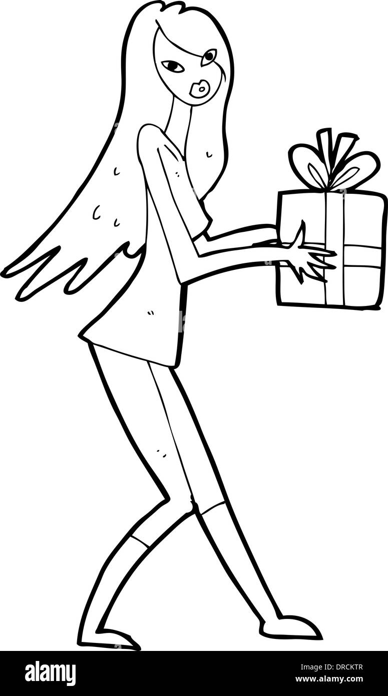 Girl with present Black and White Stock Photos & Images - Alamy