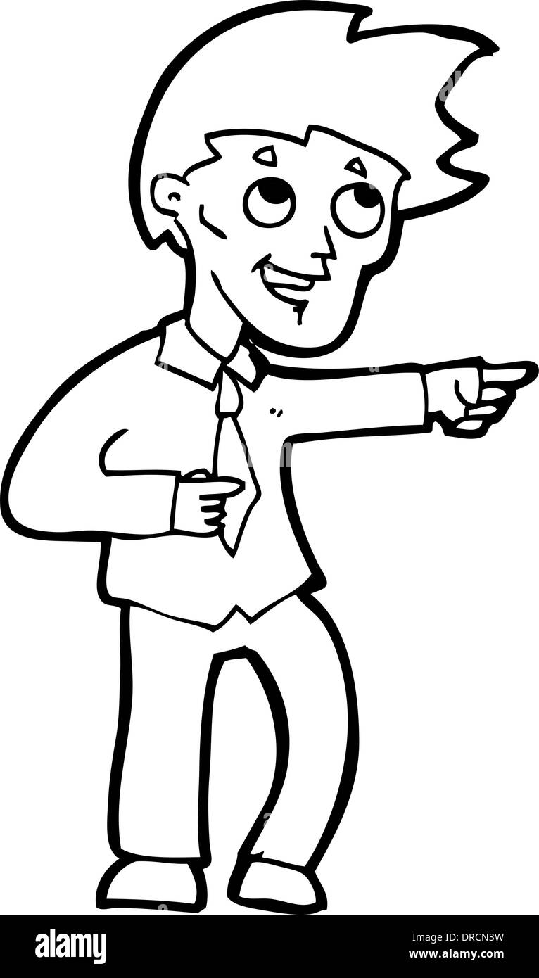 Cartoon happy boy pointing Black and White Stock Photos & Images - Alamy