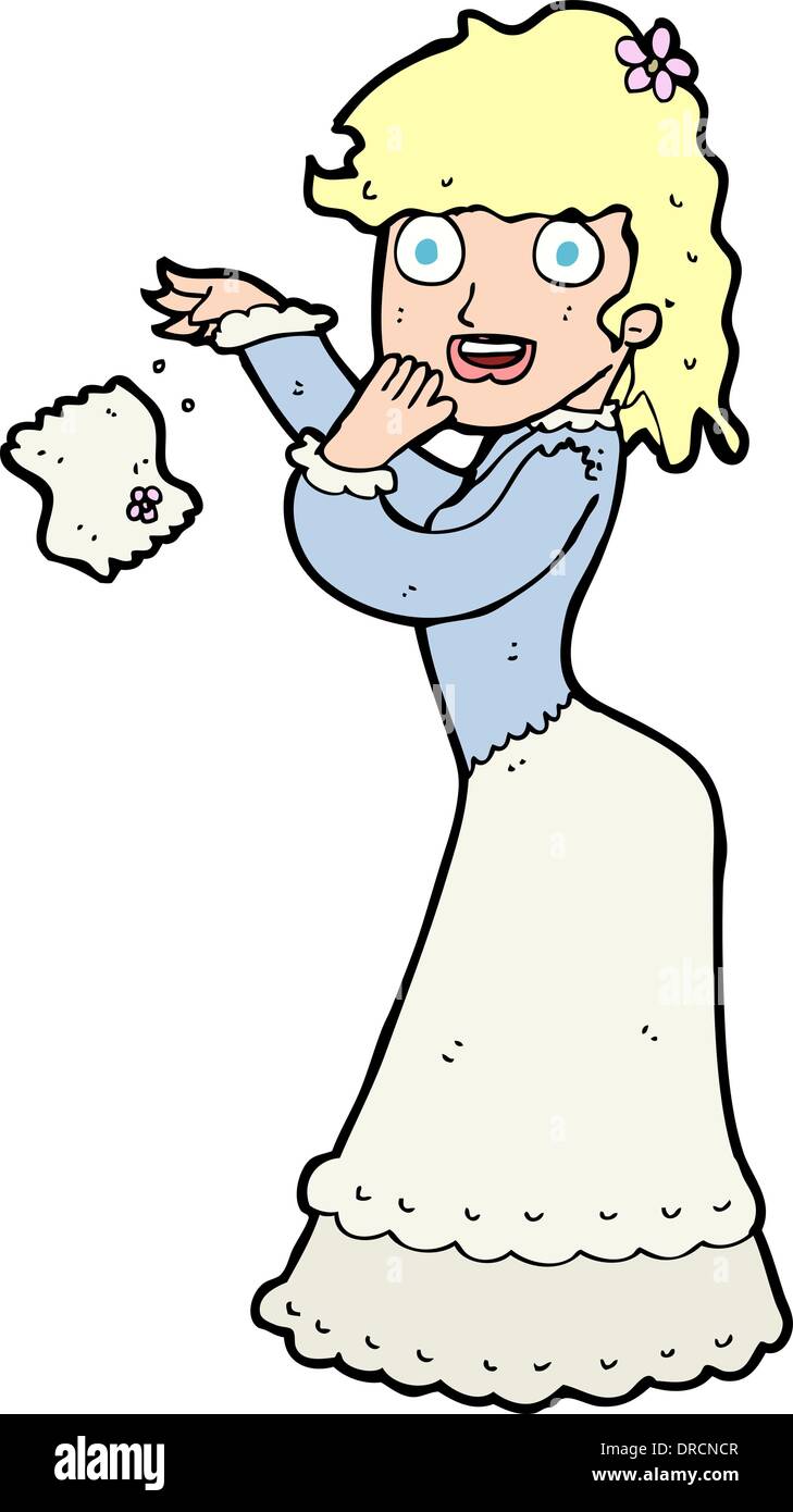 cartoon victorian woman dropping handkerchief Stock Vector Image & Art ...