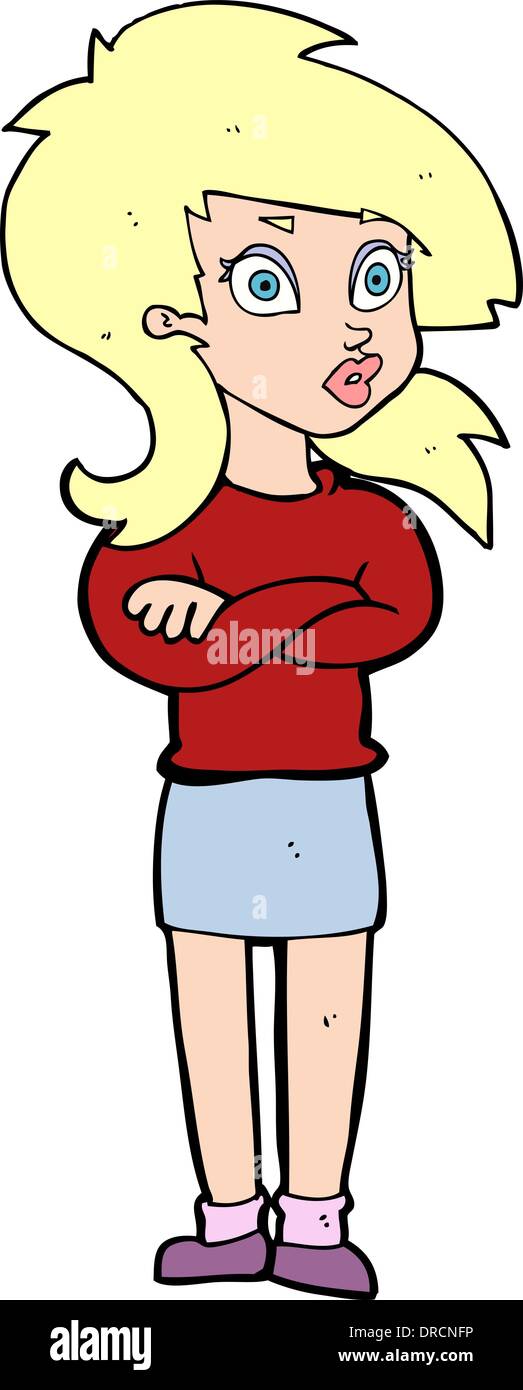 cartoon woman with folded arms Stock Vector Image & Art - Alamy