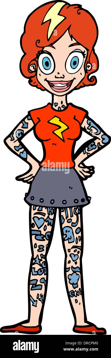 cartoon woman with heavy tattoos Stock Vector Image & Art - Alamy
