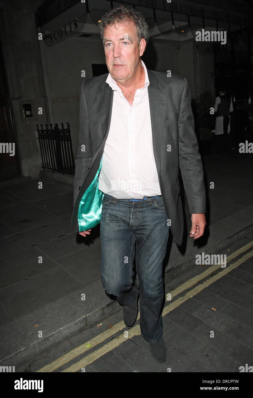 Jeremy clarkson leaving scotts restaurant london hi-res stock ...