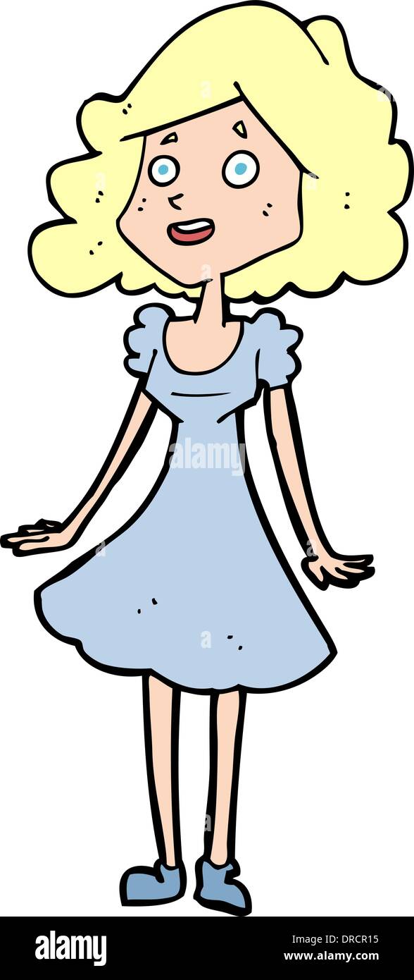 cartoon happy woman in dress Stock Vector Image & Art - Alamy