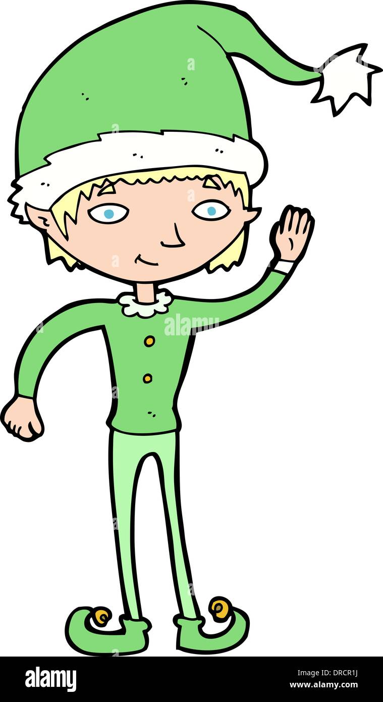 cartoon waving christmas elf Stock Vector Image & Art - Alamy