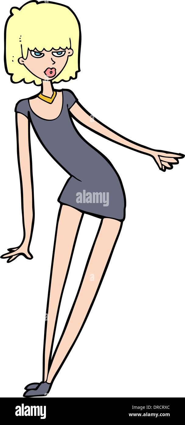 cartoon woman in dress leaning Stock Vector Image & Art - Alamy