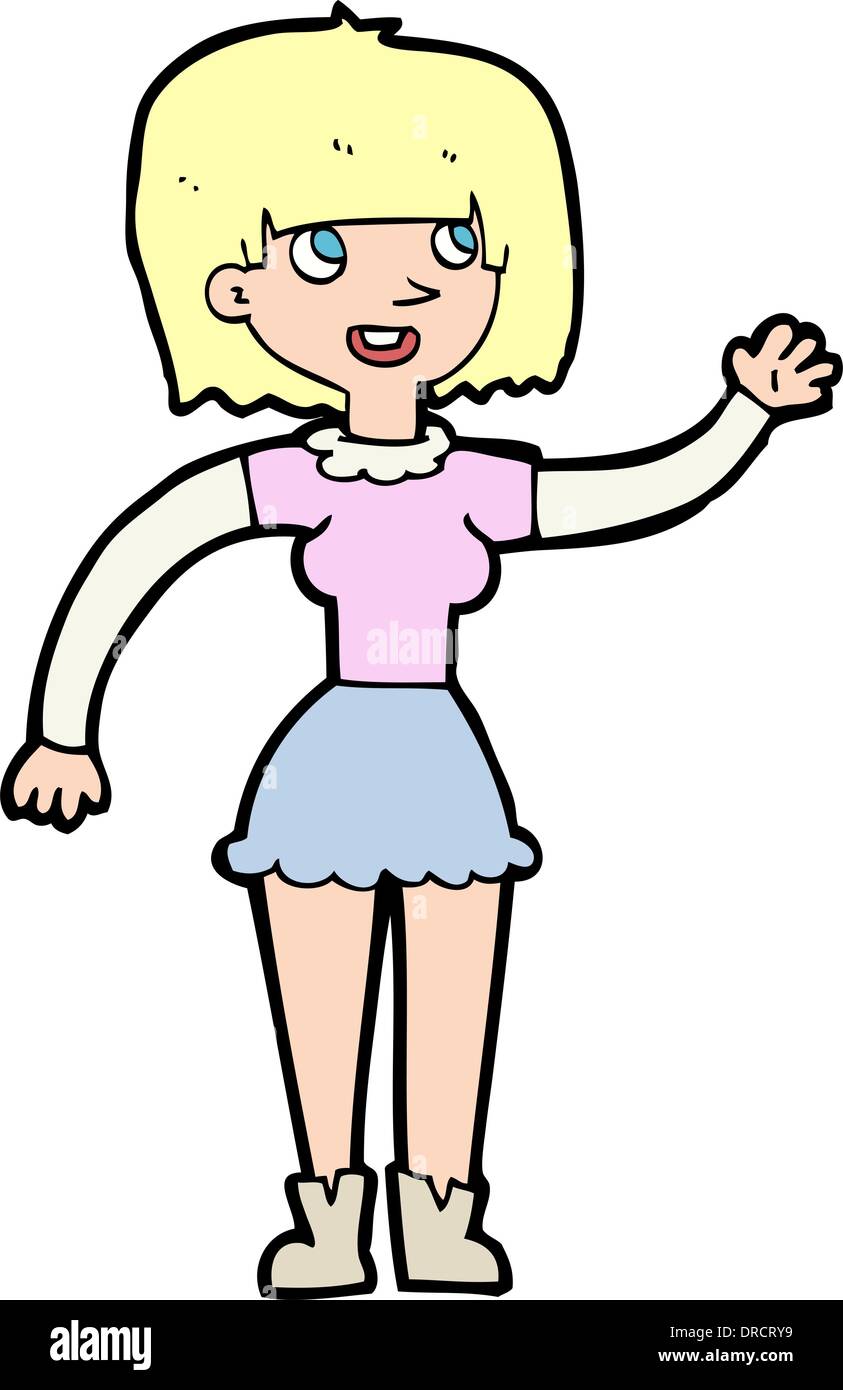 cartoon girl waving Stock Vector Image & Art - Alamy