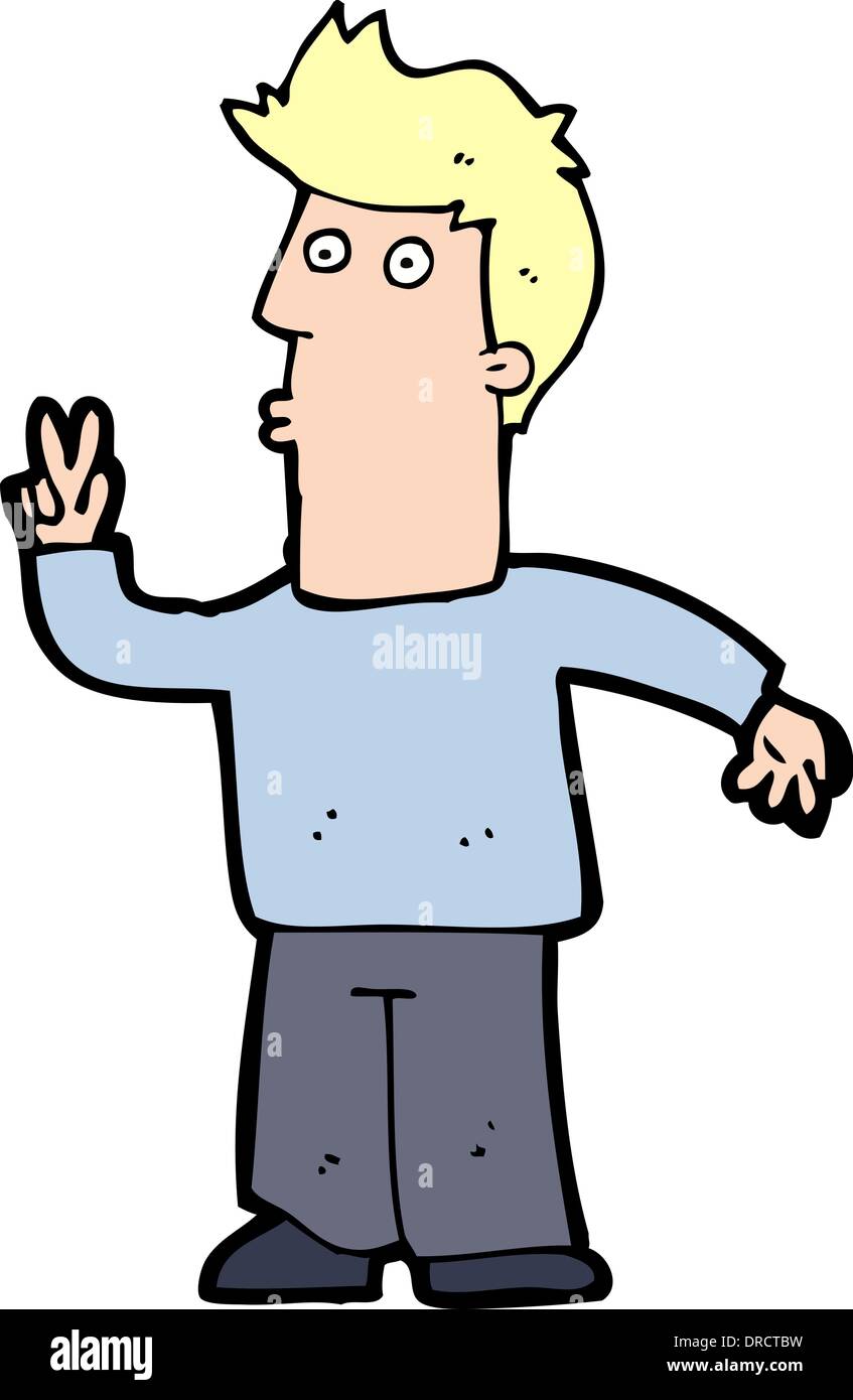 cartoon man giving peace sign Stock Vector Image & Art - Alamy