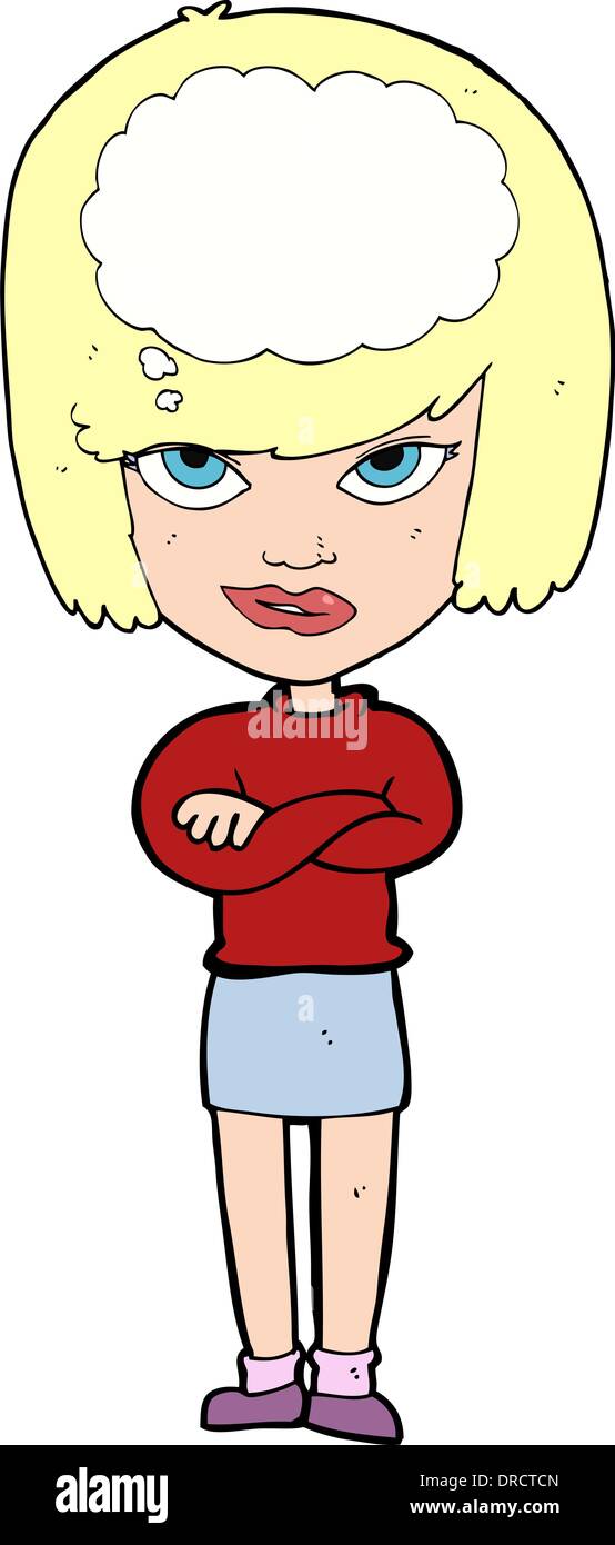 cartoon woman with folded arms imagining Stock Vector Image & Art - Alamy