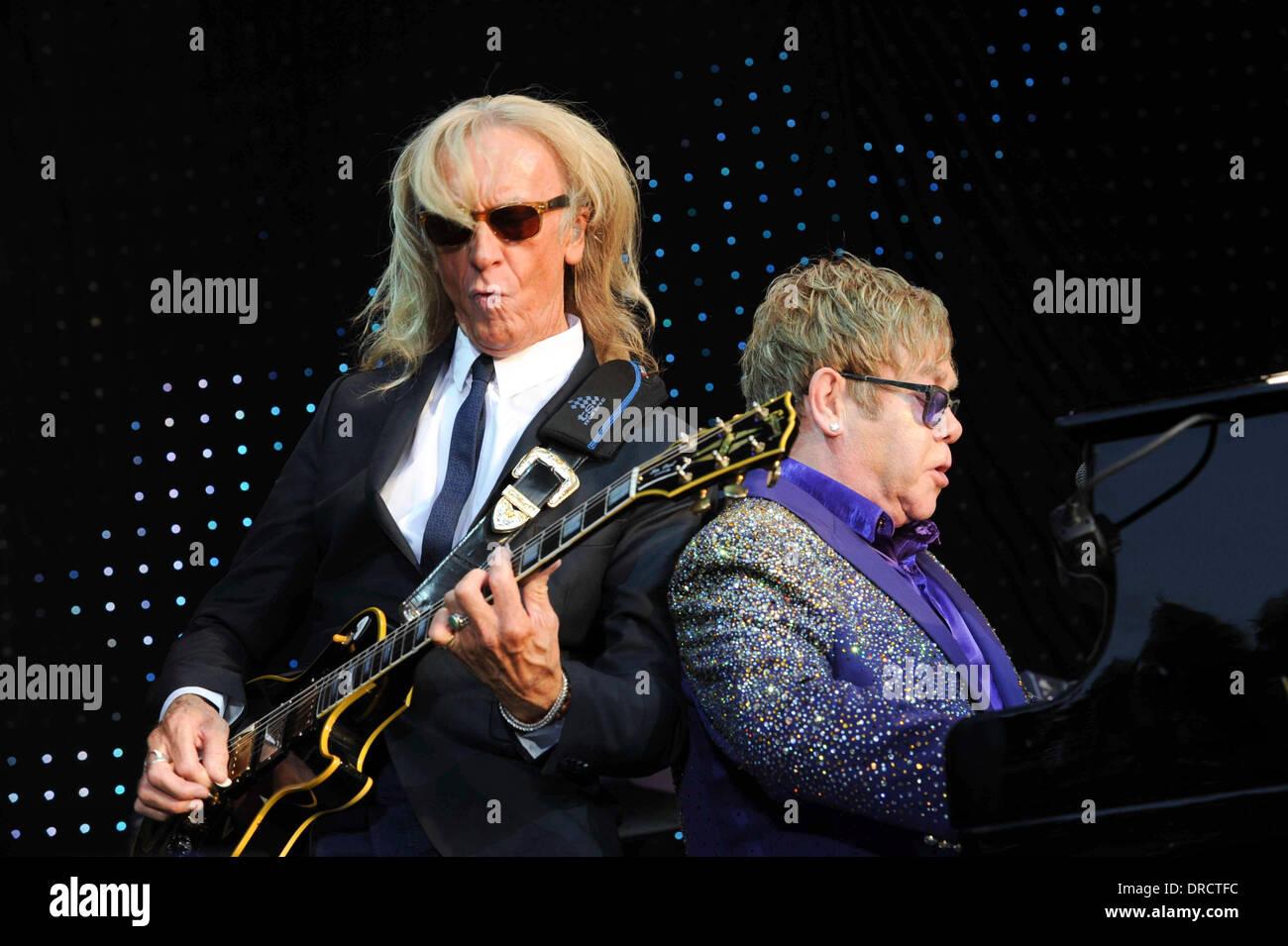 Elton John, Davey Johnstone performing at Tussling Castle Bavaria ...