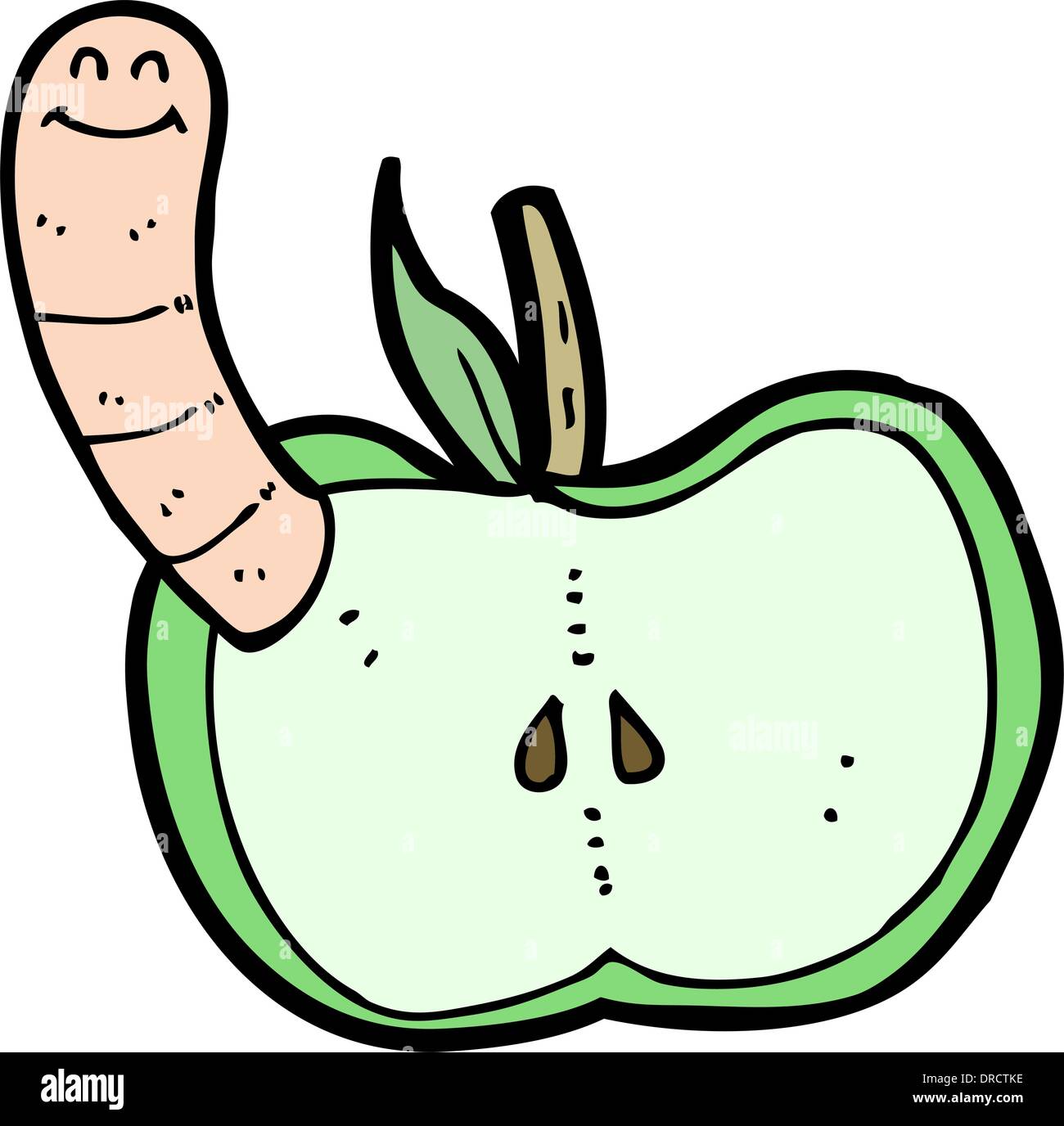 cartoon apple with worm Stock Vector Image & Art - Alamy