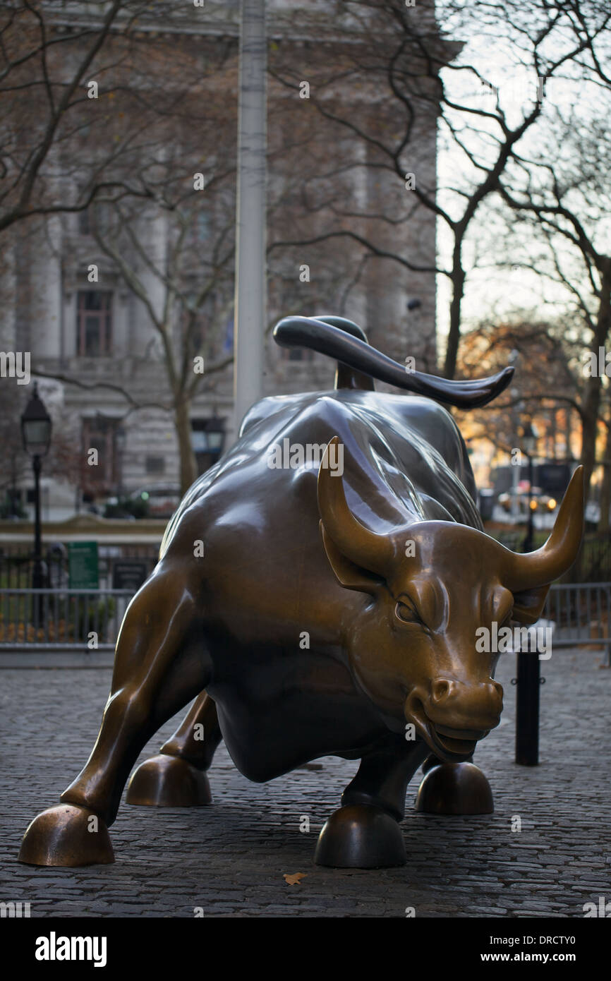 Charging Bull Bronze Sculpture of Arturo Di Modica Located on the Bowling Green in Lower ...