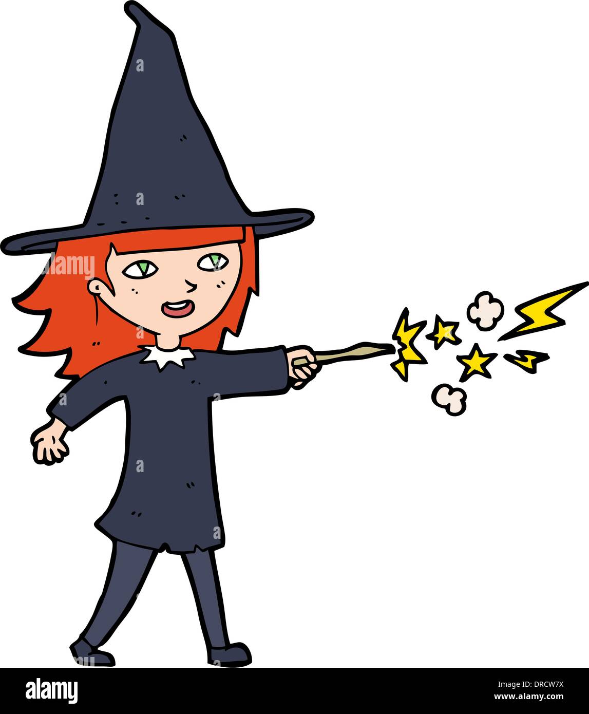 Cartoon Witch Girl Casting Spell Stock Vector Image And Art Alamy