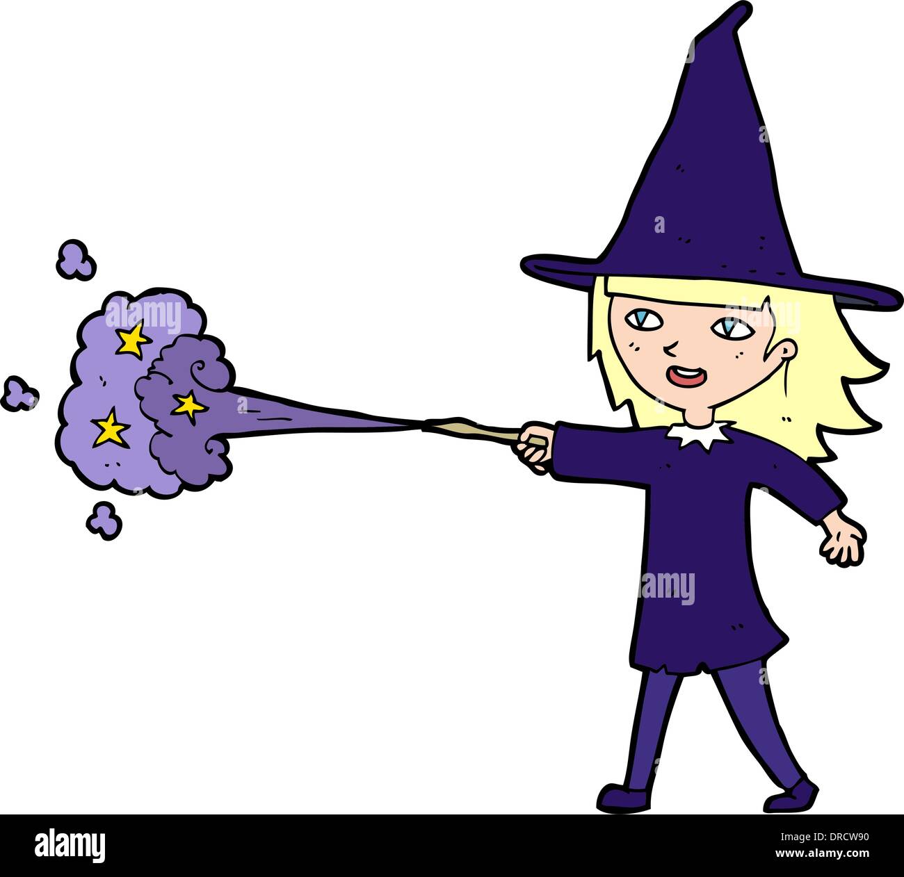 cartoon witch girl casting spell Stock Vector Image & Art - Alamy