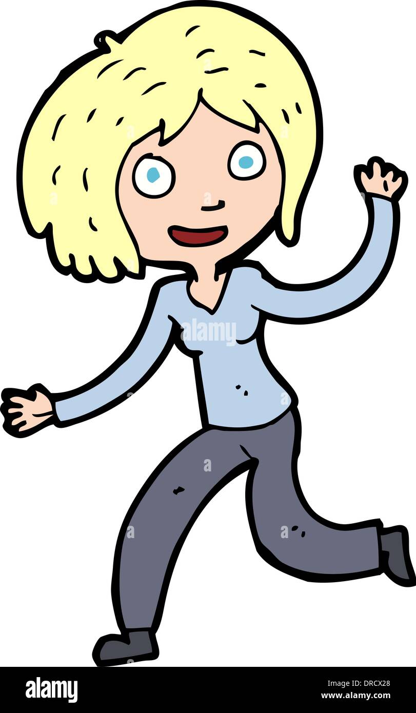 cartoon happy waving girl Stock Vector Image & Art - Alamy