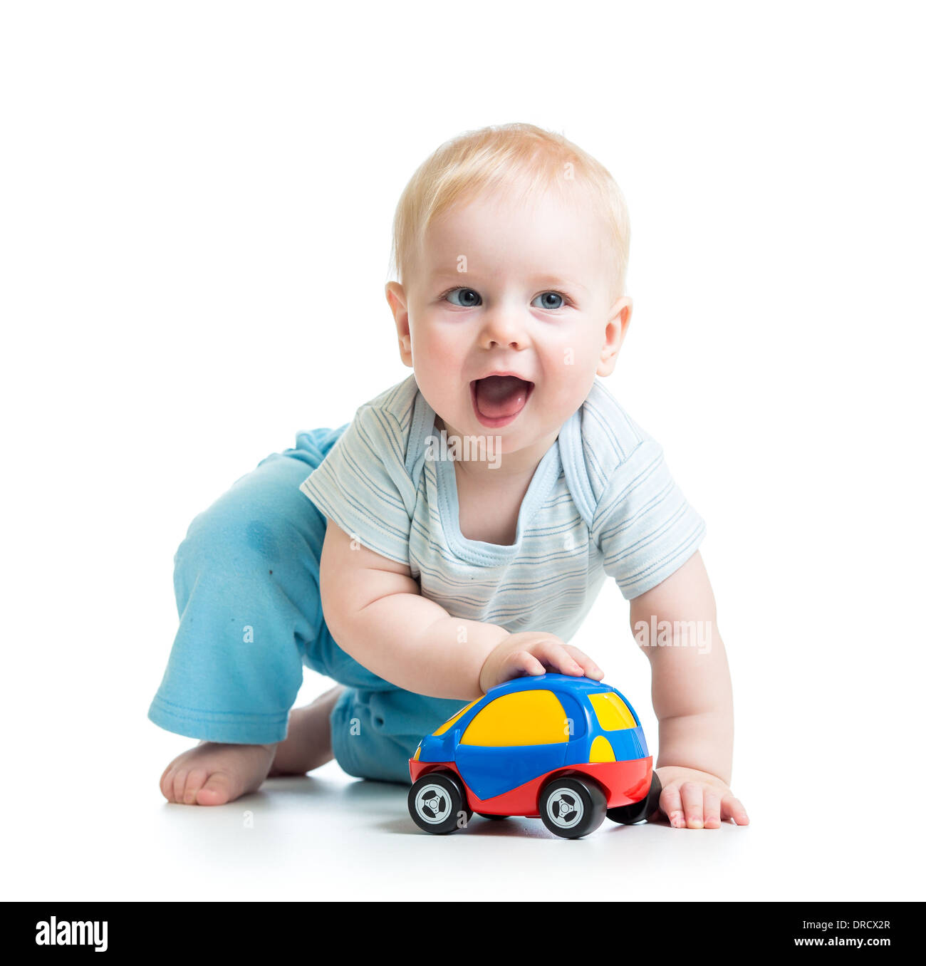 funny boy kid playing with toy car Stock Photo - Alamy