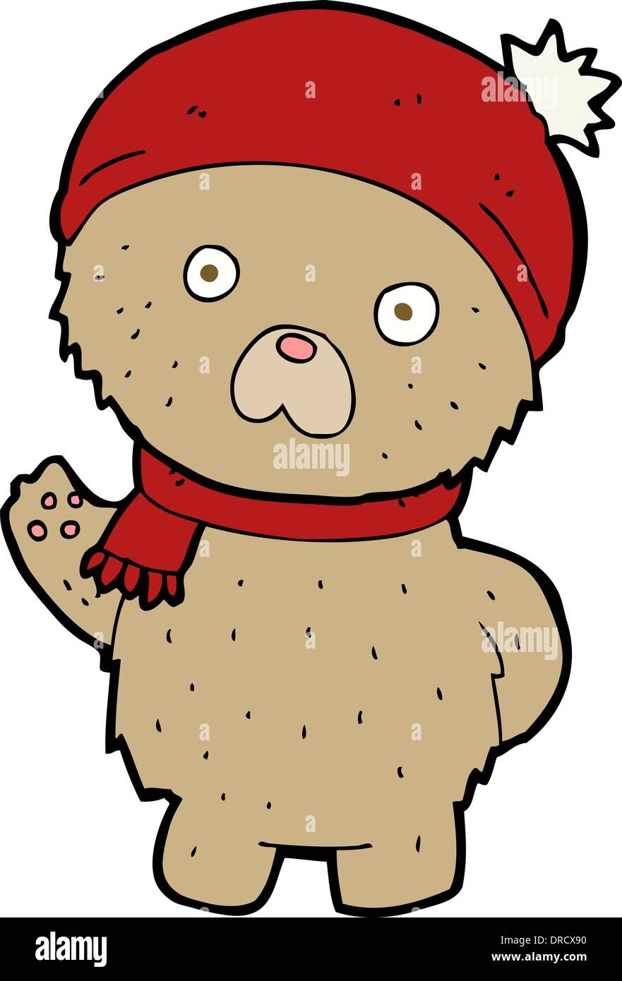 cartoon teddy bear in winter hat and scarf Stock Vector Image & Art - Alamy