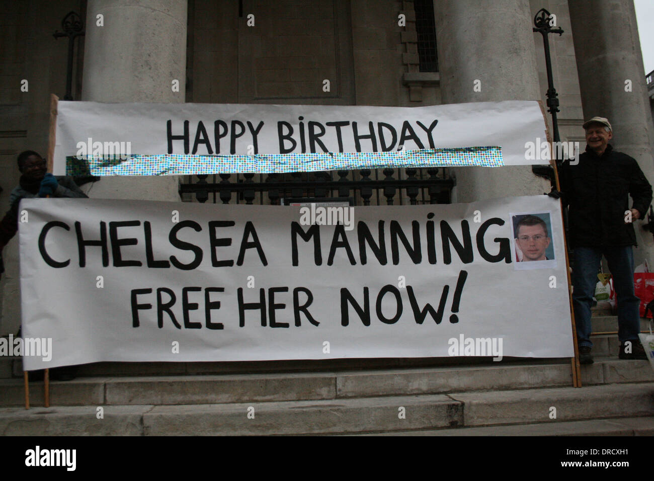 Two protesters lead the Chelsea Manning protest Stock Photo - Alamy
