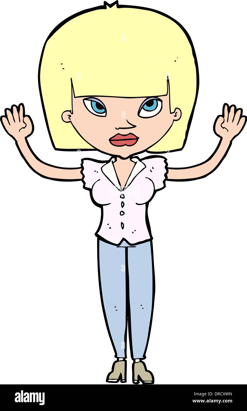 cartoon woman with raised hands Stock Vector Image & Art - Alamy